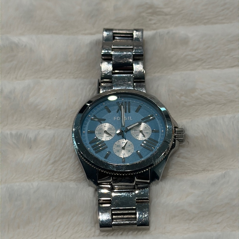 Fossil Blue Face Three-Hands Stainless Steel Ladies W… - Gem